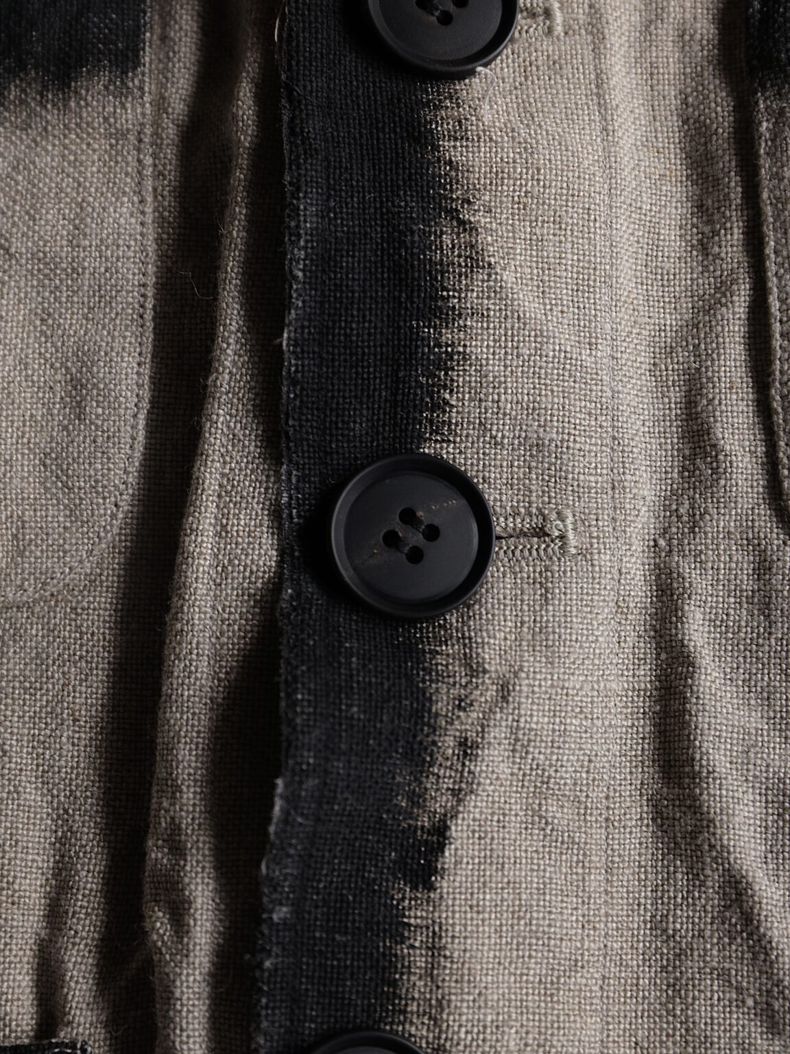 No Collar Jacket (ecru) −14 Count Linen Canvas × Ink Drawing− | mienisi